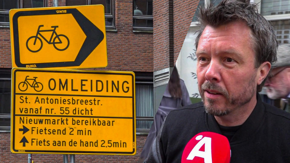Omleiding voor fietsers in de Nieuwmarktbuurt: "Weg met het asfalt, hup ...